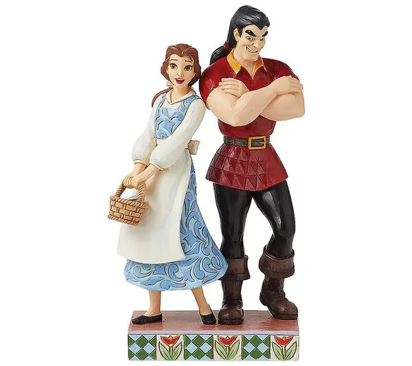 JIM SHORE Disney Traditions Belle Vs. Gaston Fi Gurine 9in H