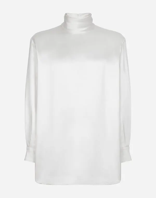 Dolce & Gabbana Loose Silk Turtleneck With Shirt Cuffs