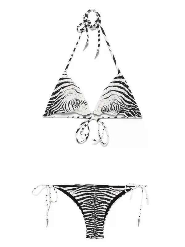 Roberto Cavalli Zebra-print Halterneck Bikini
