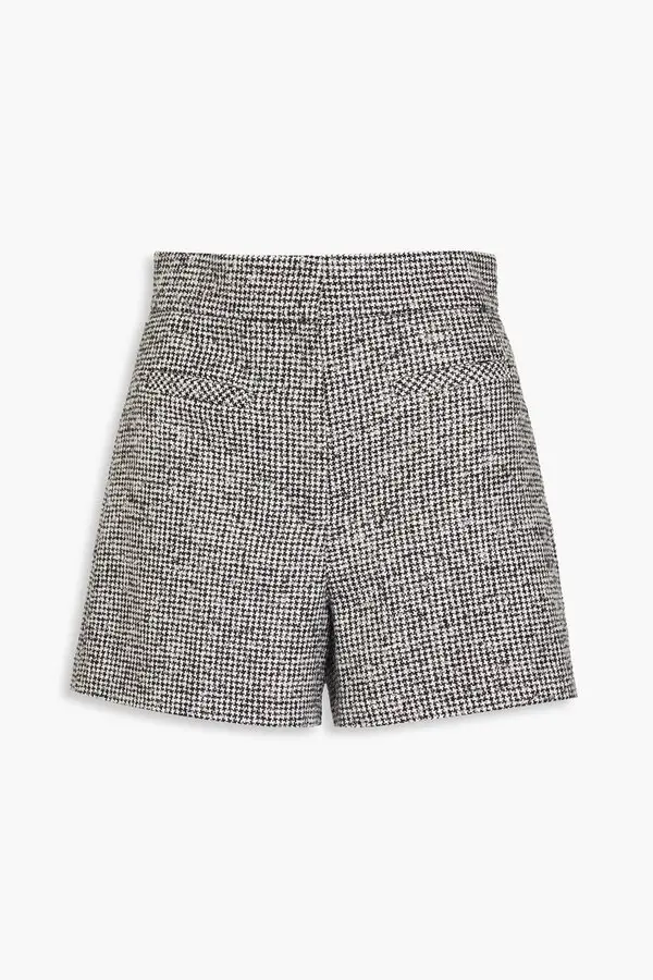 Sandro Houndstooth Wool-blend Tweed Shorts - Gray