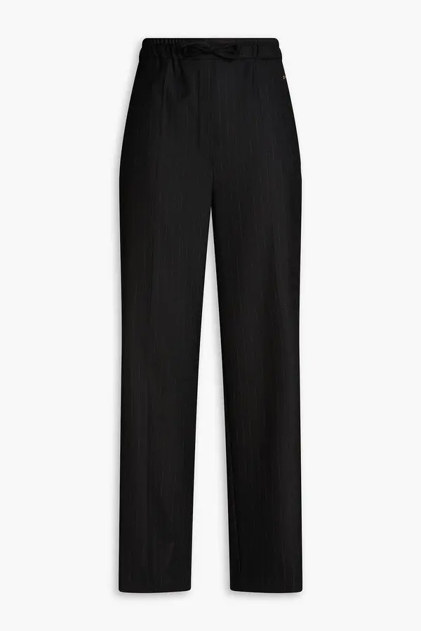 Sandro Pinstriped Wide-leg Twill Pants - Black