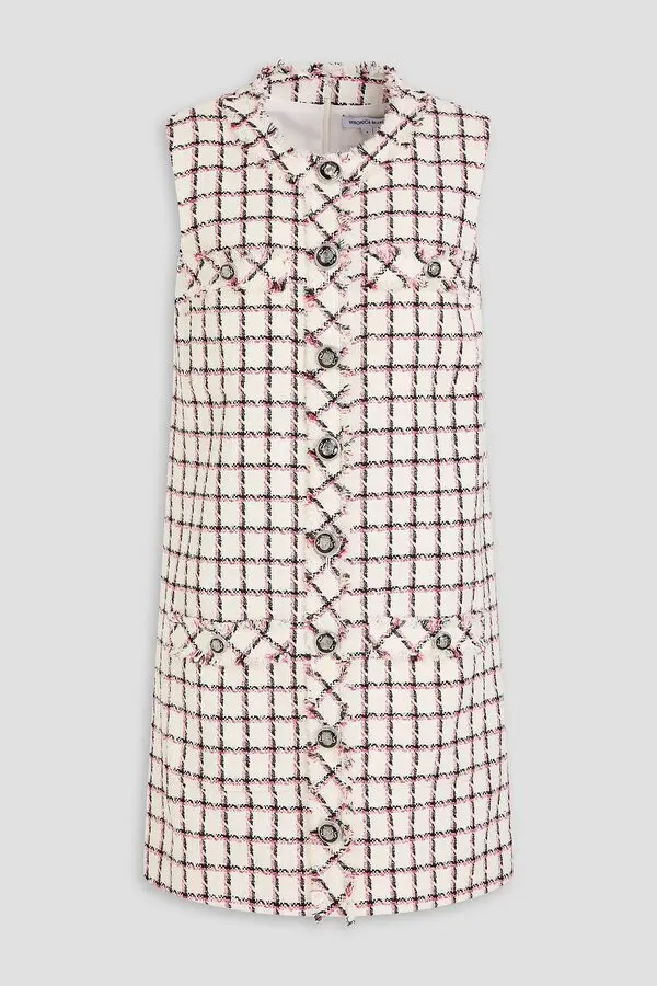 Veronica Beard Laurel Checked Tweed Mini Dress - Ivory