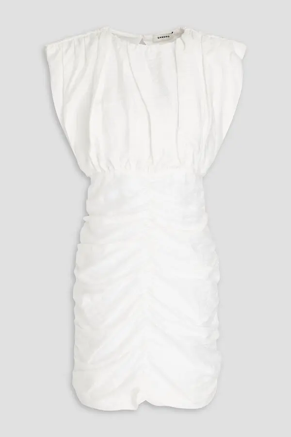 Sandro Ruched Crinkled-twill Mini Dress