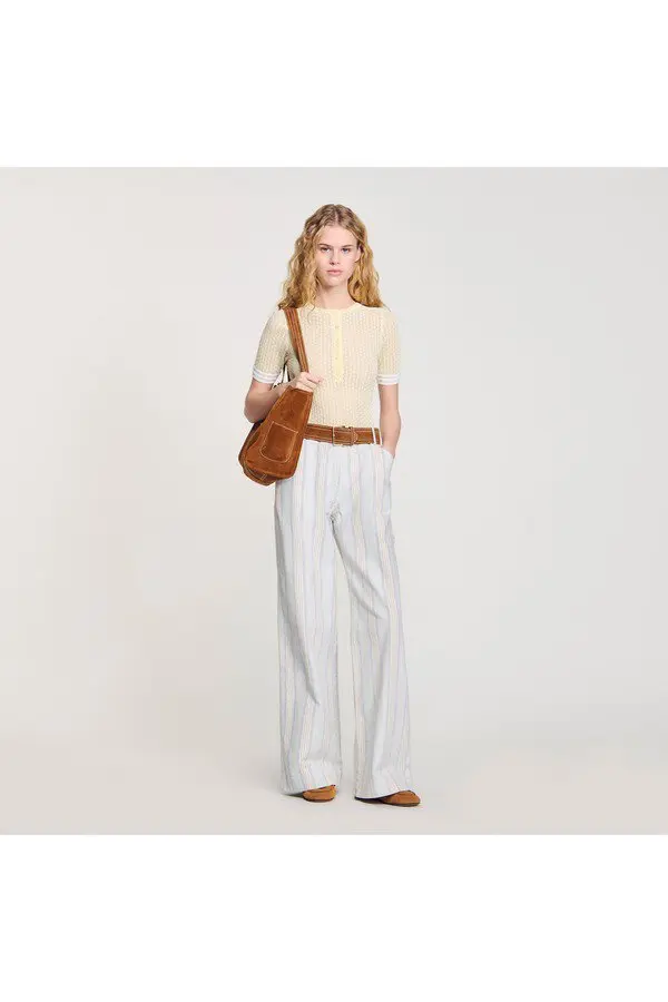 Sandro Striped Wide-leg Jeans