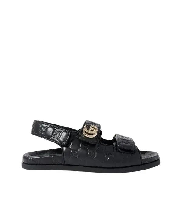 Gucci Marmont Gg Debossed Leather Sandals - Black