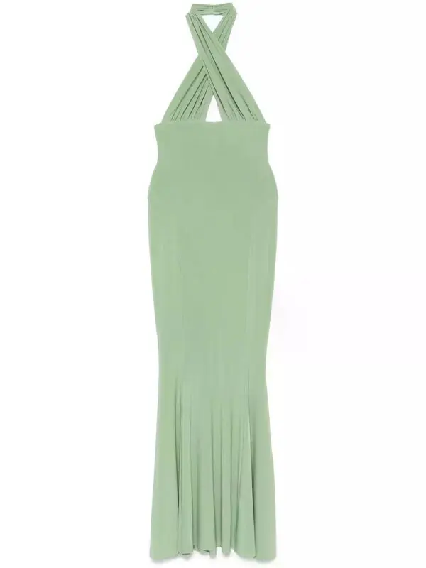 Norma Kamali Cross-halter Fishtail Gown - Green