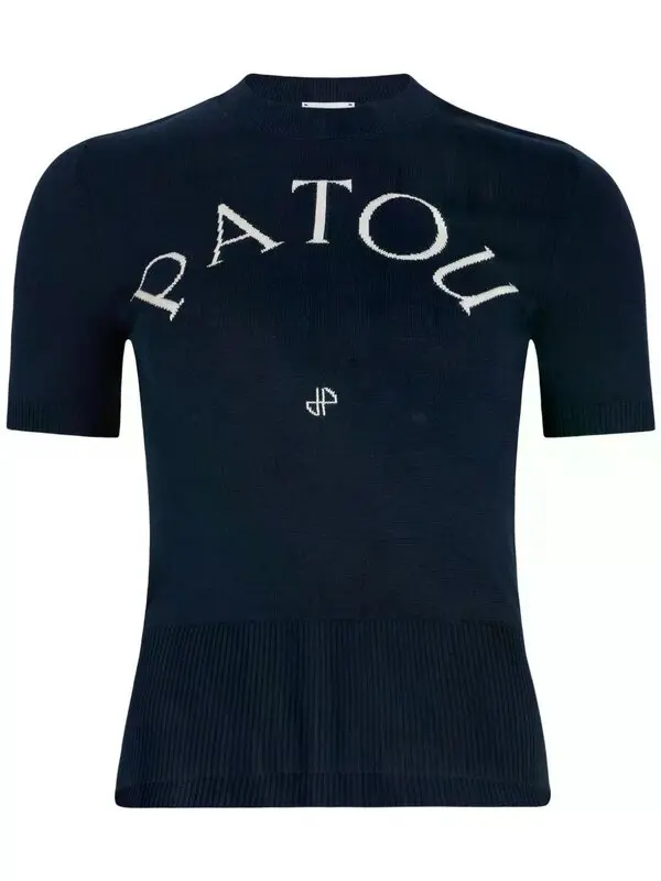 Patou Logo-jacquard Knitted T-shirt - Black