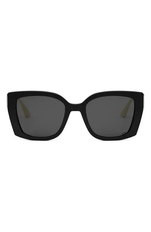 Dior 30montaigne S13i 53mm Square Sunglasses - Shiny Black / Smoke