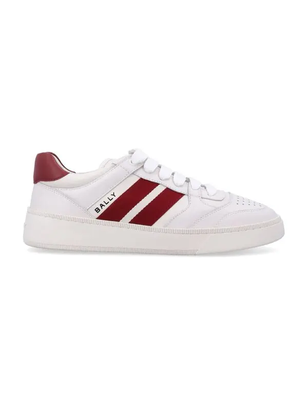 Bally Rebby Leather Sneakers In White/Ballyred - 22% Off