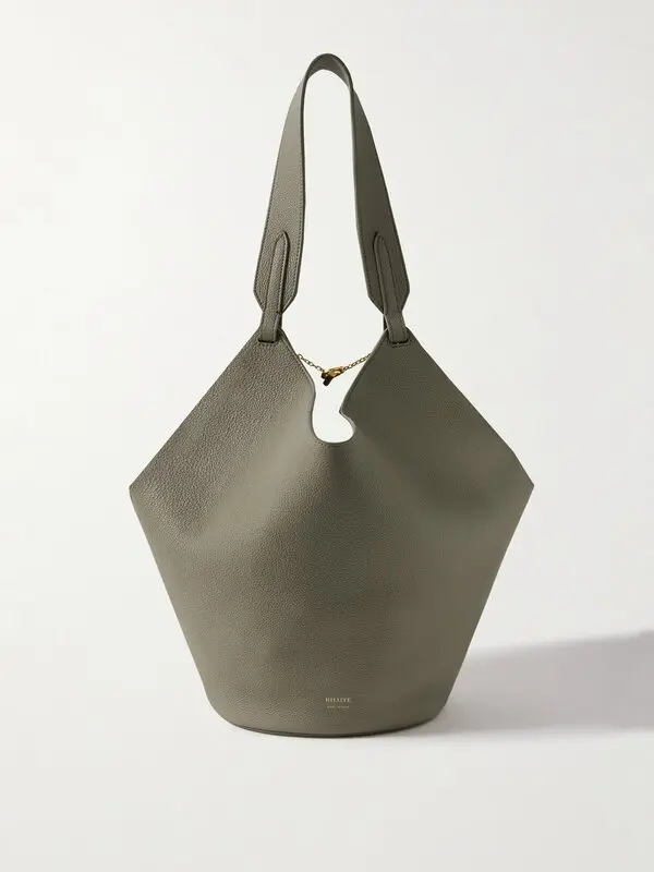 Khaite Lotus Small Textured-leather Tote - Green