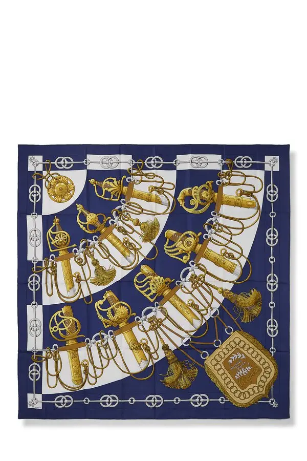 Hermès Multicolor 'cliquetis' Silk Scarf 90 - Blue