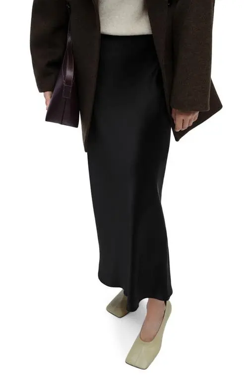 Mango Satin Midi Skirt - Black