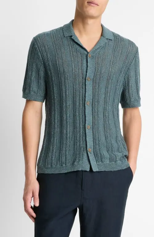 Vince Cabana Knit Button-up Shirt - Marlin Teal