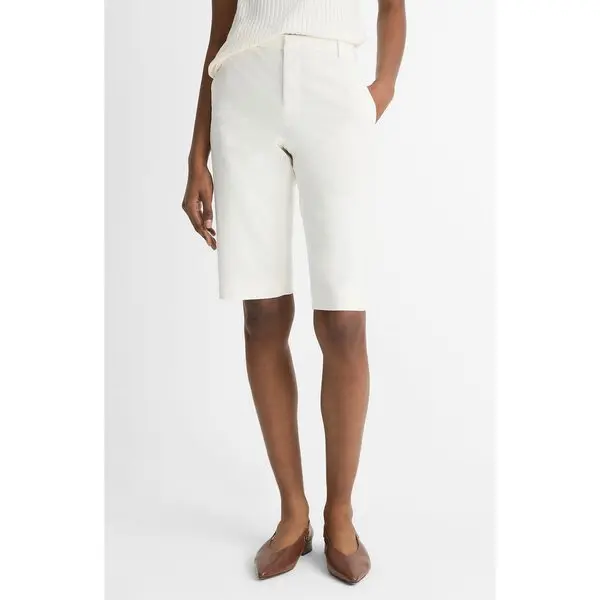 Vince Stretch Cotton Bermuda Chino Shorts - Off White
