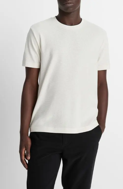 Vince Double Neckline Pima Cotton T-shirt - Blanco/coastal