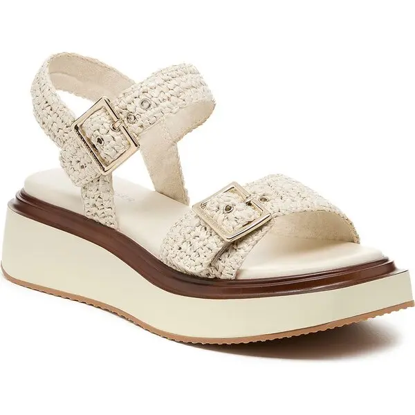 KELSI DAGGER BROOKLYN Suri Platform Raffia Sandals - Shell