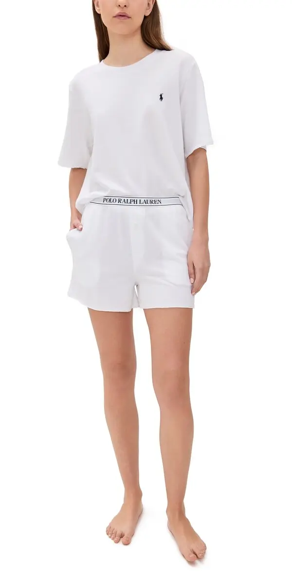 Ralph Lauren French Terry Short Sleeve Pajama Set - White
