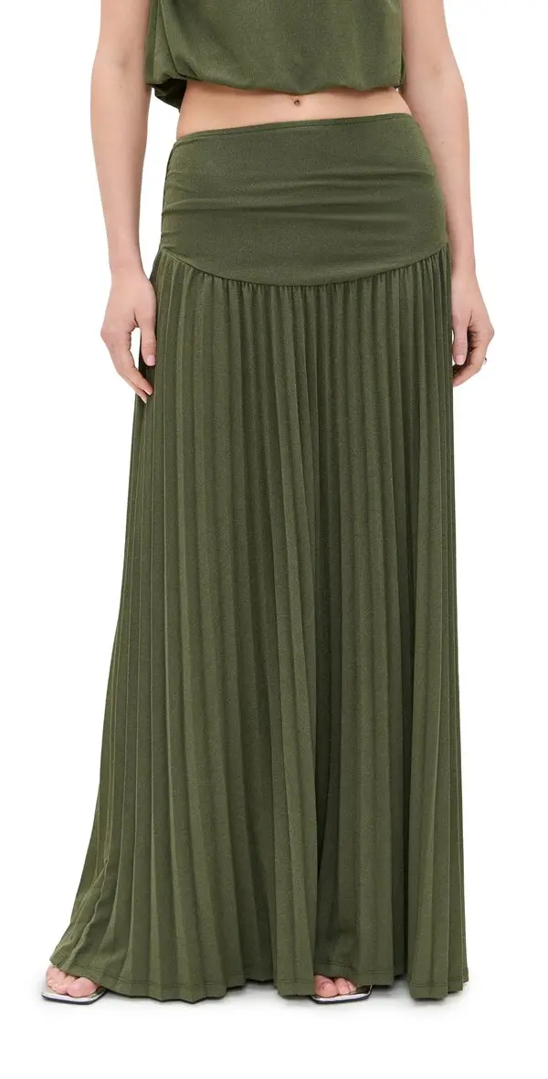 Lioness Field Of Dreams Maxi Skirt - Olive