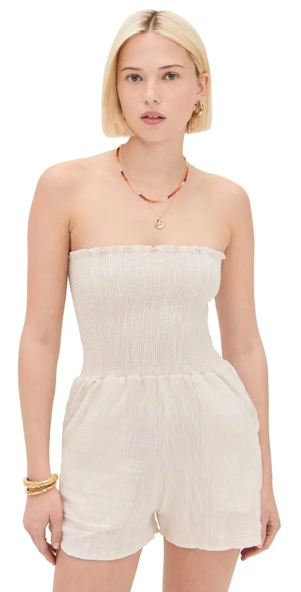 Peixoto Torey Strapless Romper - Beige Canvas