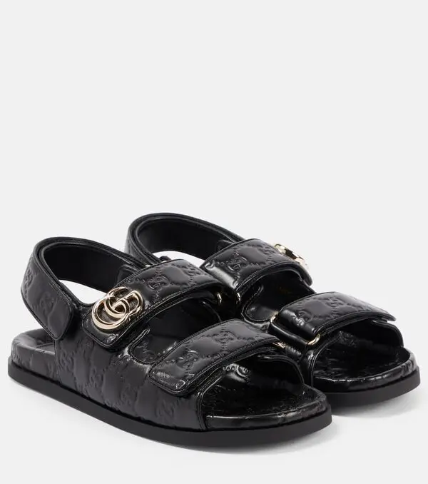 Gucci Marmont Gg Leather Sandals - Black