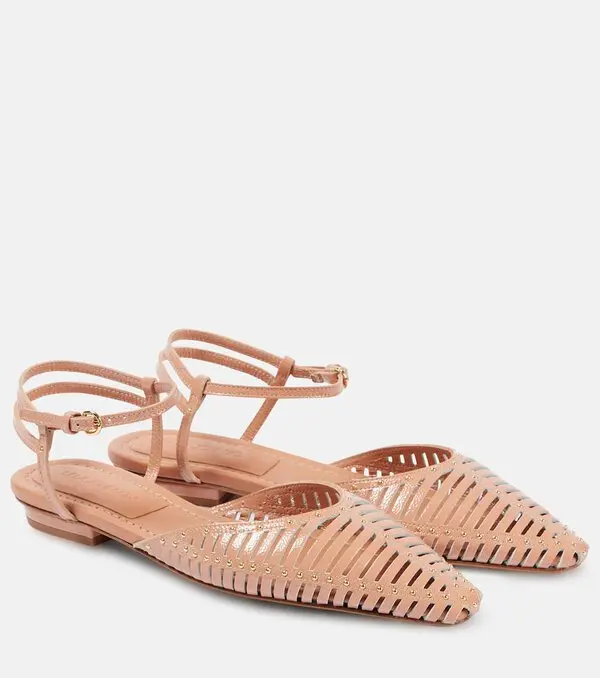 Ulla Johnson Violette Leather Flats - Beige