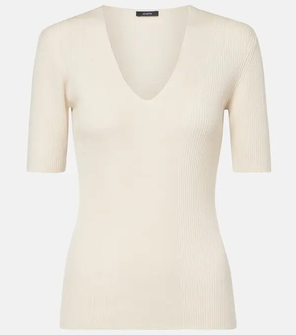 JOSEPH Ribbed-knit Wool Top - Beige