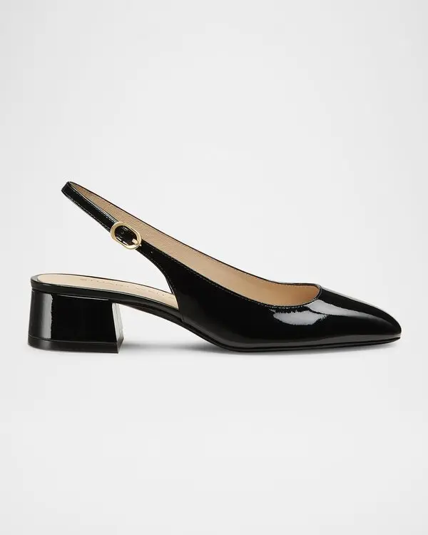 STUART WEITZMAN Maeve Patent Leather Ballerina Pumps - Black