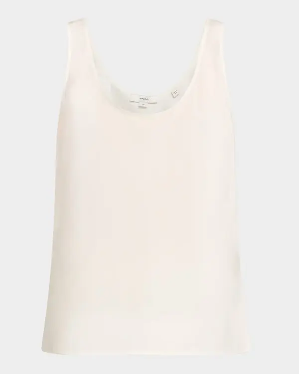 Vince Scoop-neck Bias Tank Top - Off White