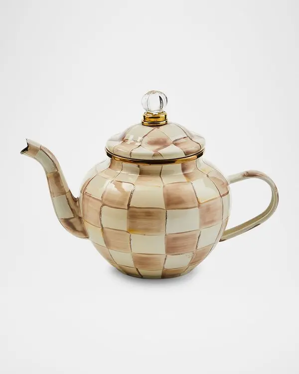 MACKENZIE-CHILDS Mocha Check 4-cup Teapot