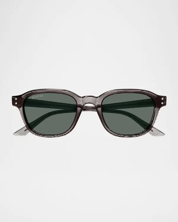 Gucci Square Frame Sunglasses - Shiny Micro Pattern Dark Coffee