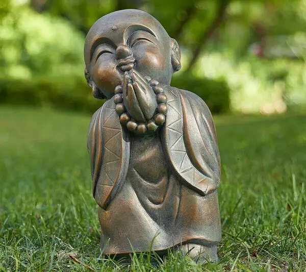 GLITZHOME 17' Mgo Faux Bronze Zen Buddha Monk G Arden Staue