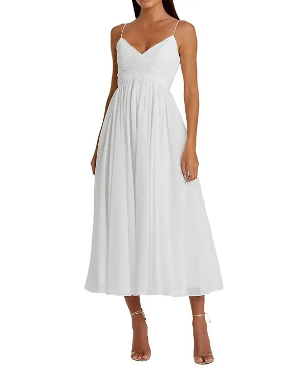 Mac Duggal Ieena Collection Faux Wrap Midi Dress