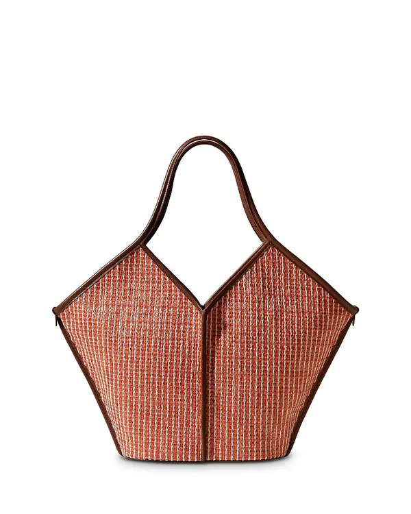 Hereu Calella Striped Raffia Tote - Orange/silver