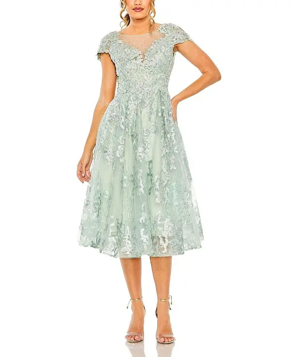 Mac Duggal Embroidered A-line Dress