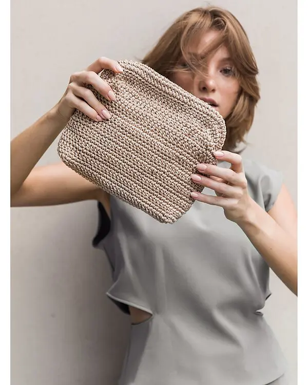 Binge Knitting Paloma Woven Pouch - Caramel