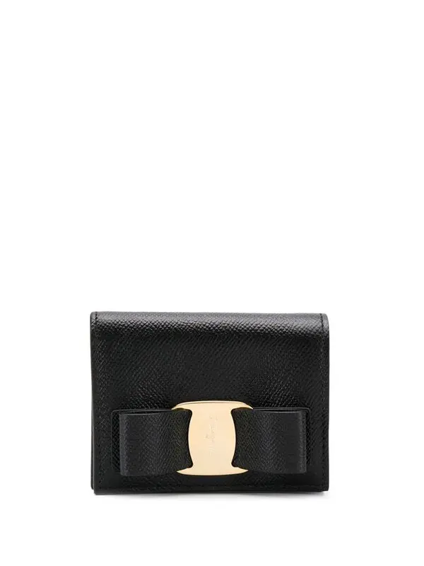 FERRAGAMO Vara Bow Hammered Leather Wallet Accessories