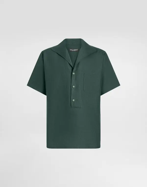 Dolce & Gabbana Three-button Short-sleeved Linen Shirt - Green
