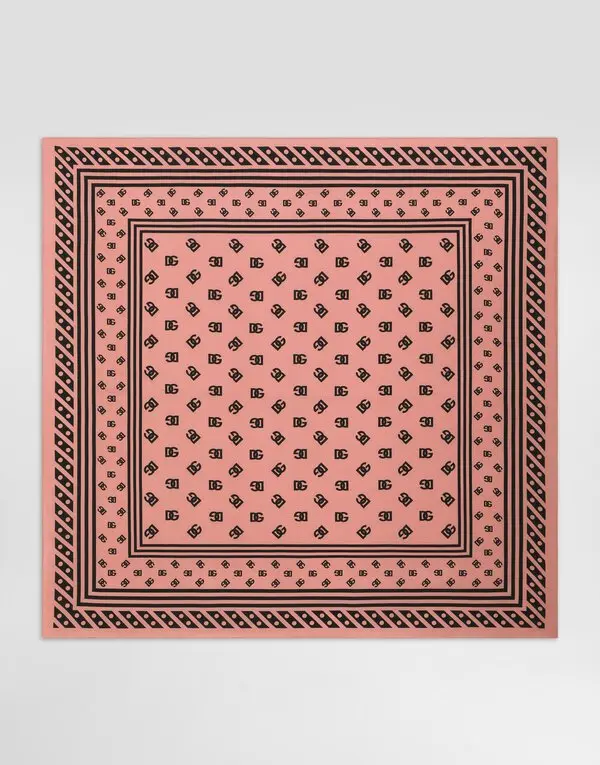 Dolce & Gabbana Silk Twill Foulard With All-over Dg Logo - Print