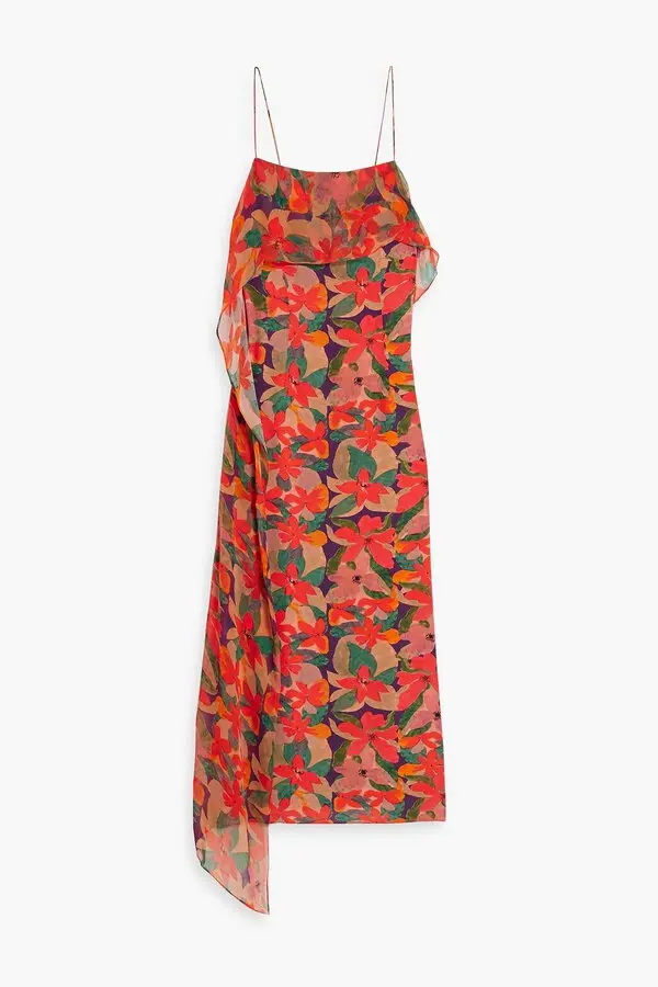 Solid & Striped The Lanier Draped Floral-print Maxi Dress