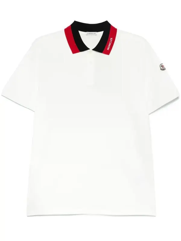 Moncler Embroidered-logo Piqué Polo Shirt - White