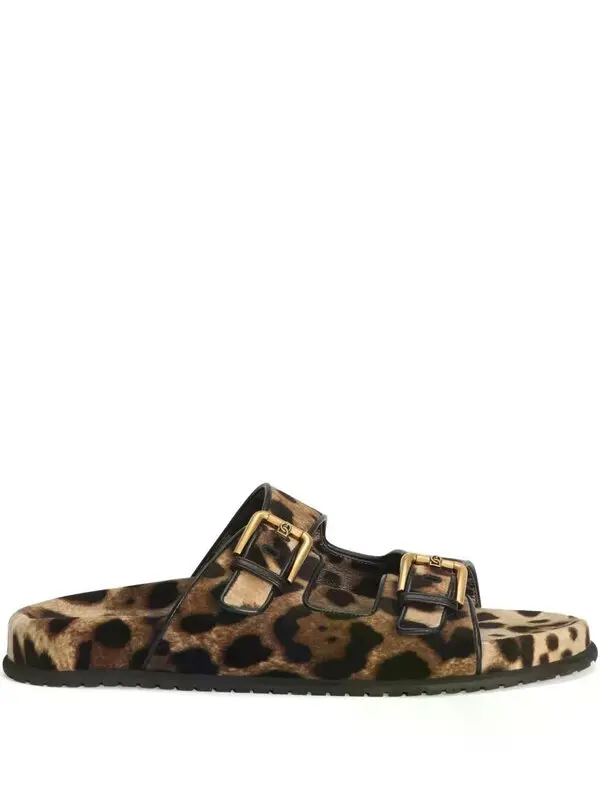 Dolce & Gabbana Leopard-print Sandals - Brown