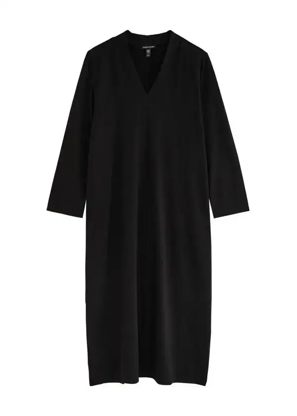 eileen fisher jersey midi dress Eileen Fisher Pima Cotton Stretch Jersey Crew Neck Dress Women's Dress : SM