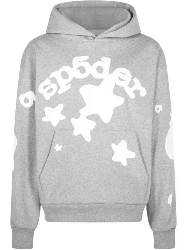 SP5DER Hoodie With Star Print - Grey