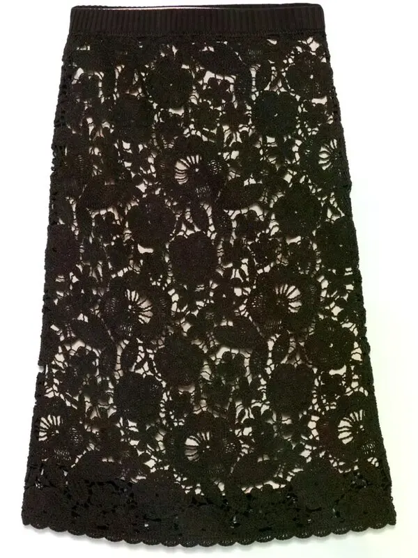 P.a.r.o.s.h Floral Knitted Midi Skirt