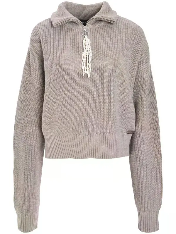 IZAAK AZANEI Tassel-detail Zip-up Sweater