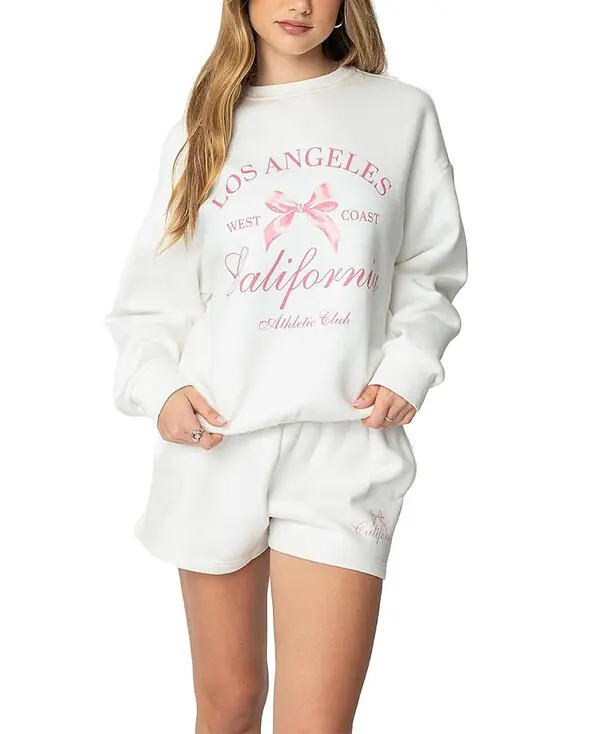 EDIKTED Cali Bow Sweatshirt - White