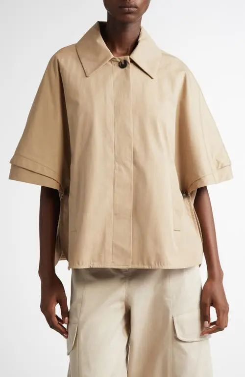 Max Mara Parole Twill Crop Cape Jacket - Colonial