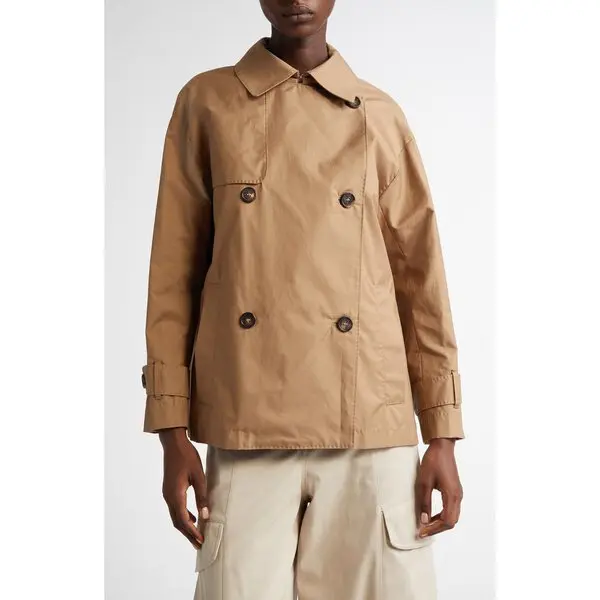 Max Mara Zeno Water Repellent Short Trench Coat - Camel