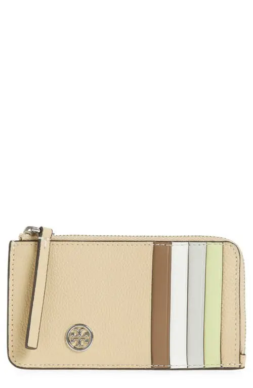 Tory Burch Robinson Pebble Leather Card Case - Praline