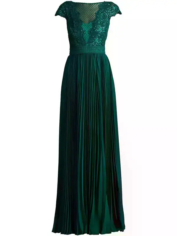 dresses for pear shaped body Vesper One-Shoulder Sequin Tulle Gown – Tadashi Shoji Official Online  Boutique main image 1